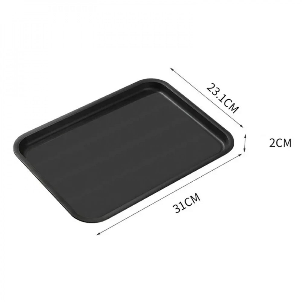 Heavy-Duty Black Rectangular Serving Tray - Non-Slip Surface ...