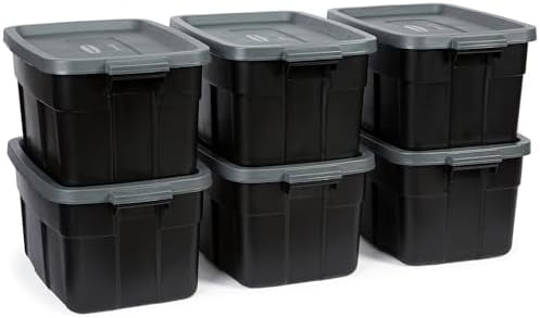 Heavy Duty Black Storage Bins Plastic Totes with Lids for Storage ...