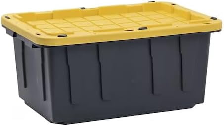 Heavy Duty Black Storage Tote with Snap Lid, Stackable and Lockable ...