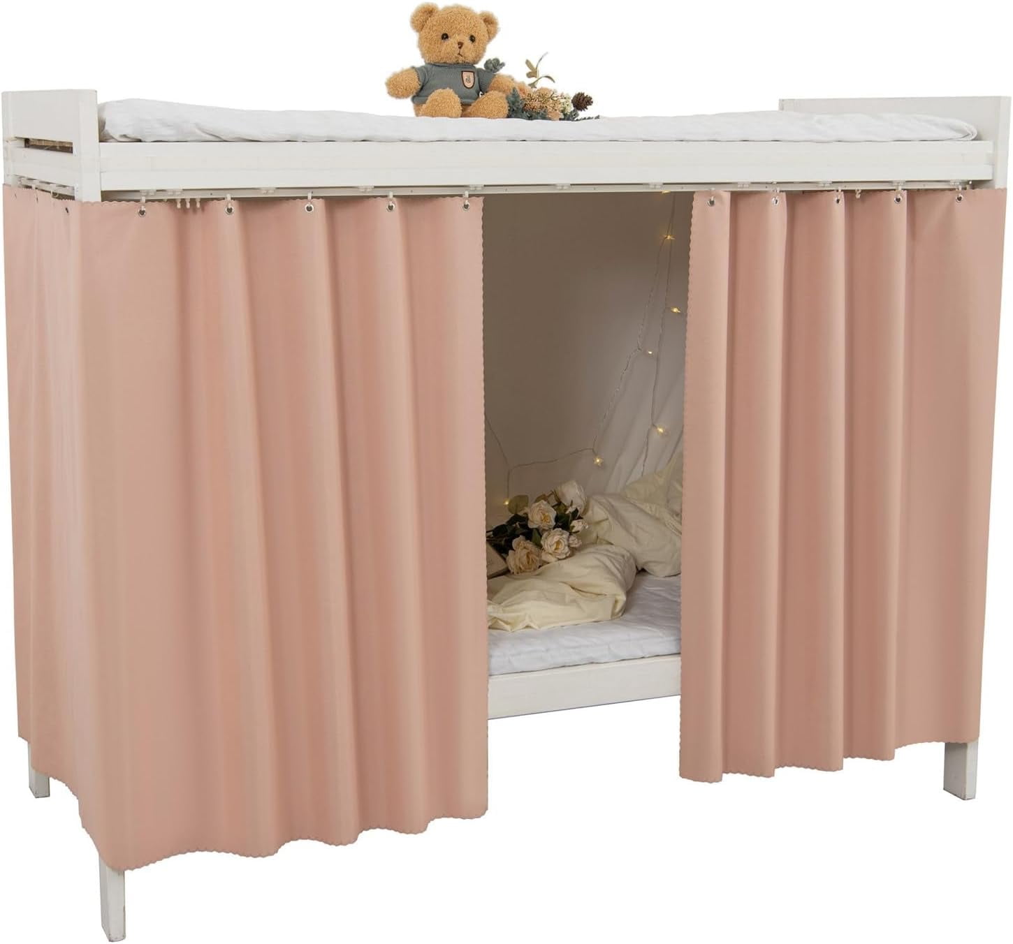 Heavy-Duty Blackout Bottom Bunk Bed Curtains Privacy Canopy Twin Size ...
