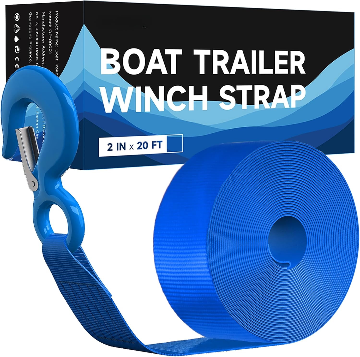 Heavy Duty Boat Trailer Winch Strap with Hook - 2" x 20' - 10,816lbs ...