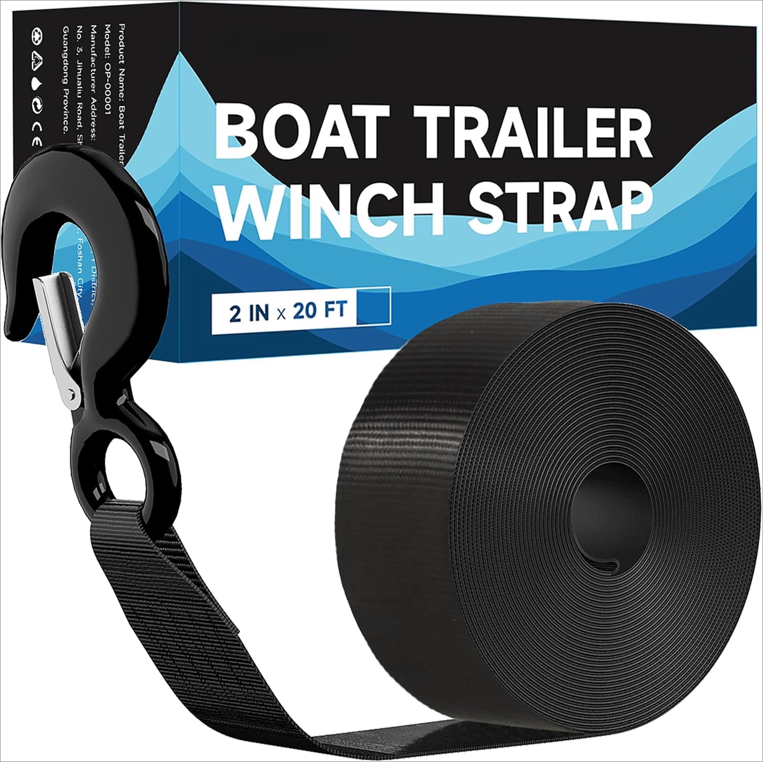 Heavy Duty Boat Trailer Winch Strap with Hook - 2" x 20' - 10,816lbs ...