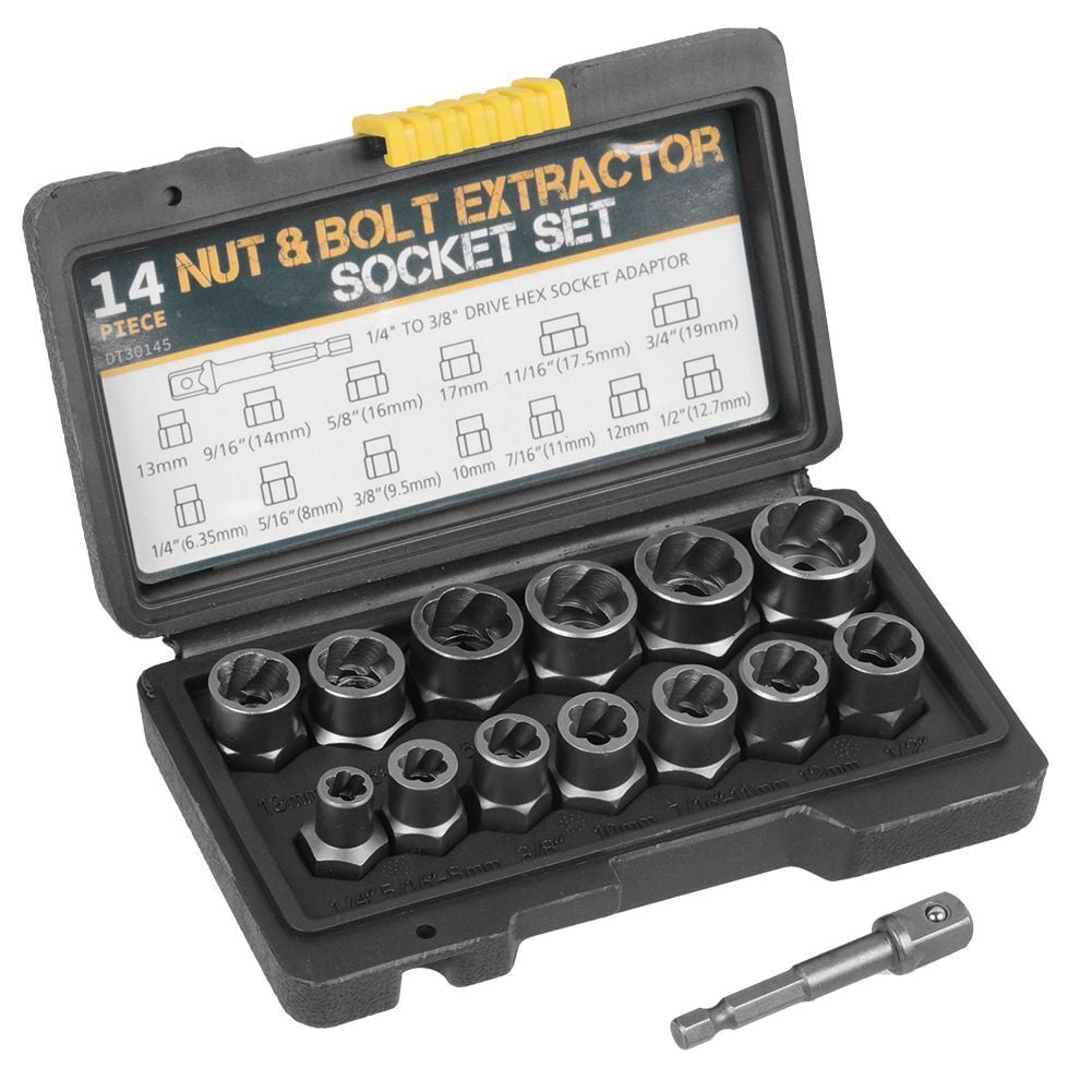 Heavy-Duty Bolt Extractor Set, 3/8-Inch Drive Nut Remover with Rounded ...