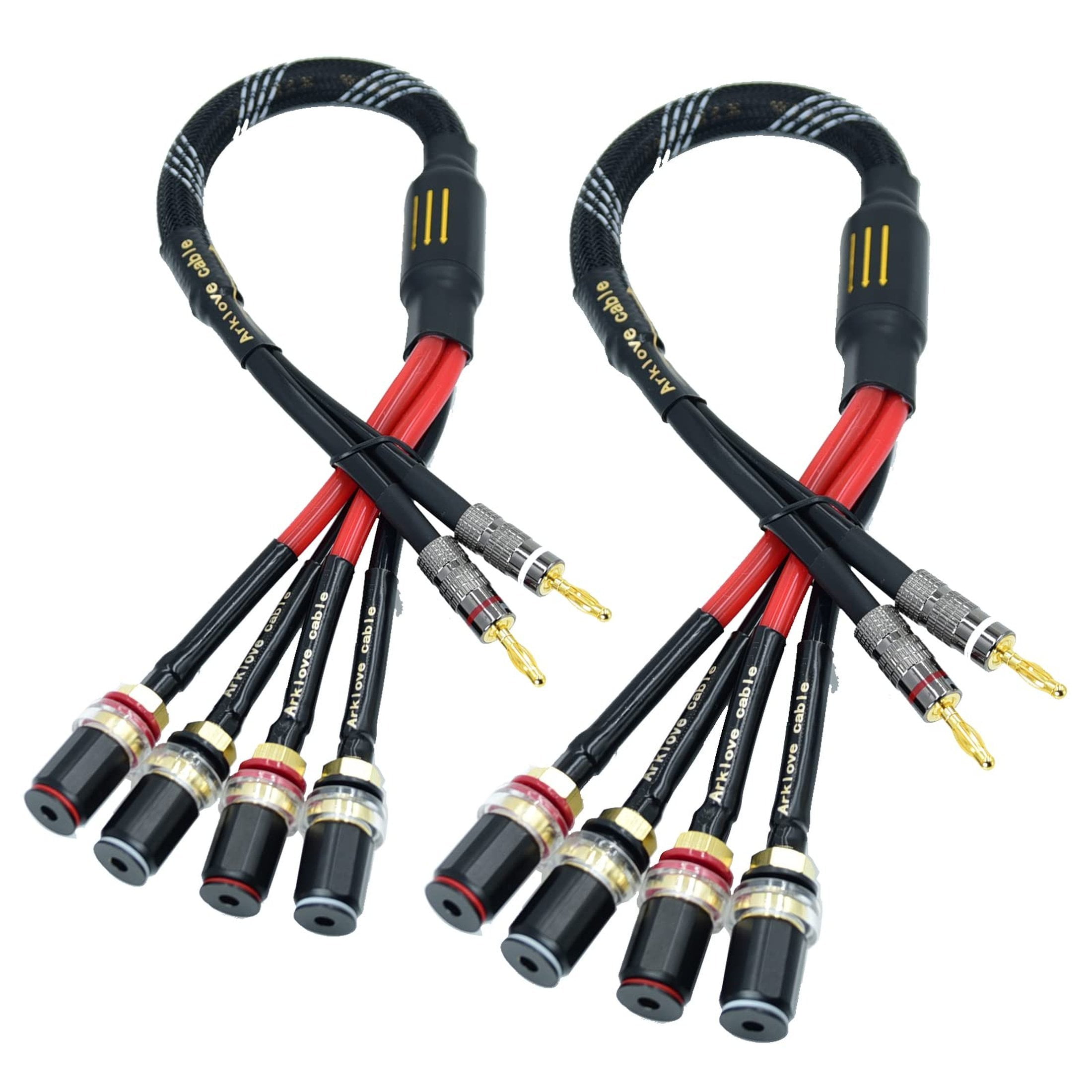 Heavy Duty Braided 13AWG Speaker Cable with Dual Banana Plugs Set ...