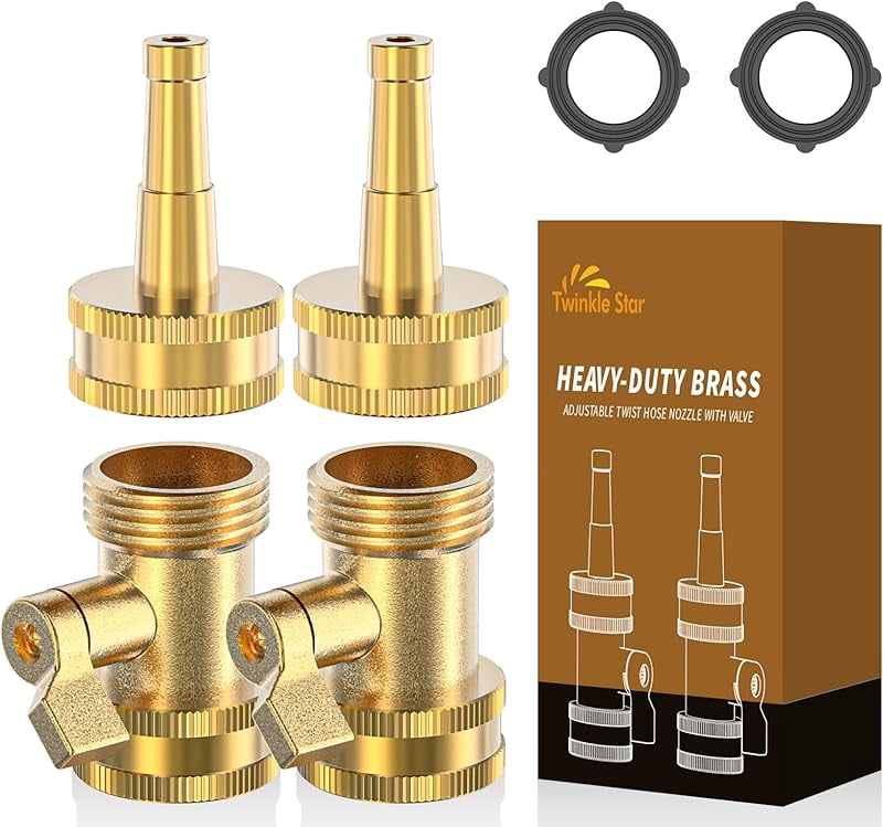 Heavy-Duty Brass Adjustable Twist Hose Nozzle, Garden Hose Nozzle, Hose ...
