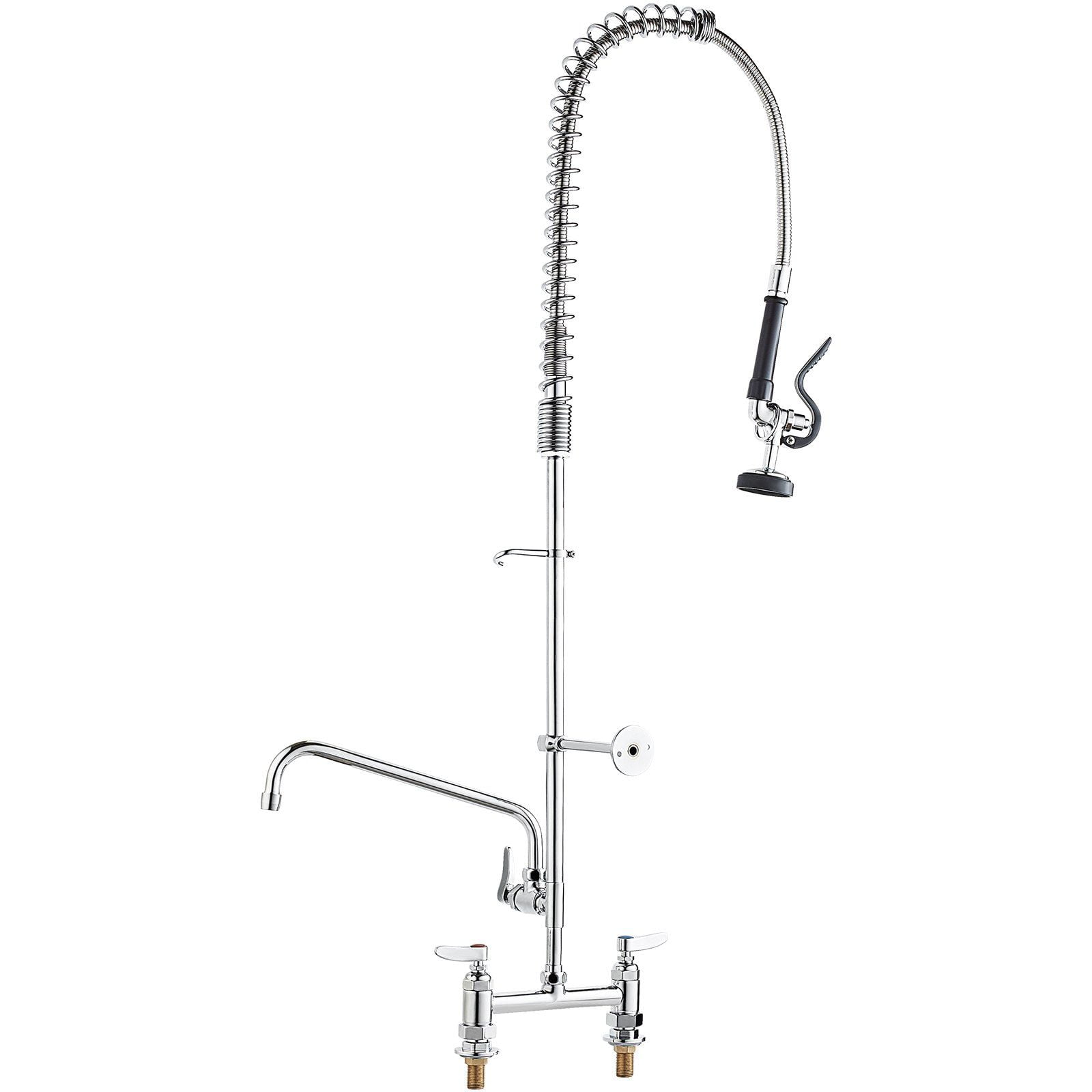 Heavy-Duty Brass Commercial Pre-Rinse Faucet, 44" Height, 8" Centerset ...