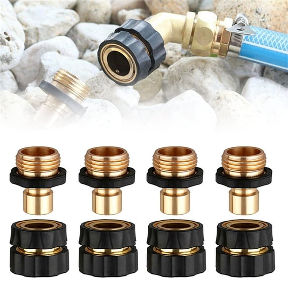 Heavy-Duty Brass Garden Hose Quick Connectors Set, 3/4 Inch GHT ...
