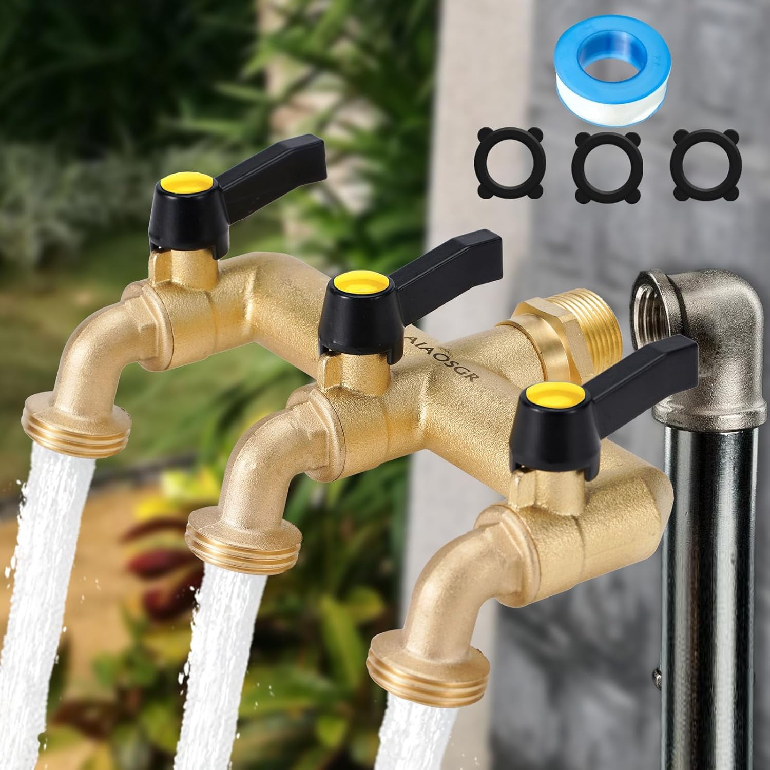 Heavy Duty Brass Outdoor Faucet, 2-Way Garden Faucet, NPT 3/4" Male ...