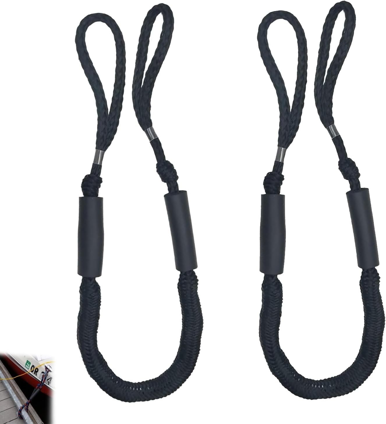 Heavy-Duty Bungee Dock Lines, Boat Ropes for Docking with Loop, Pontoon ...