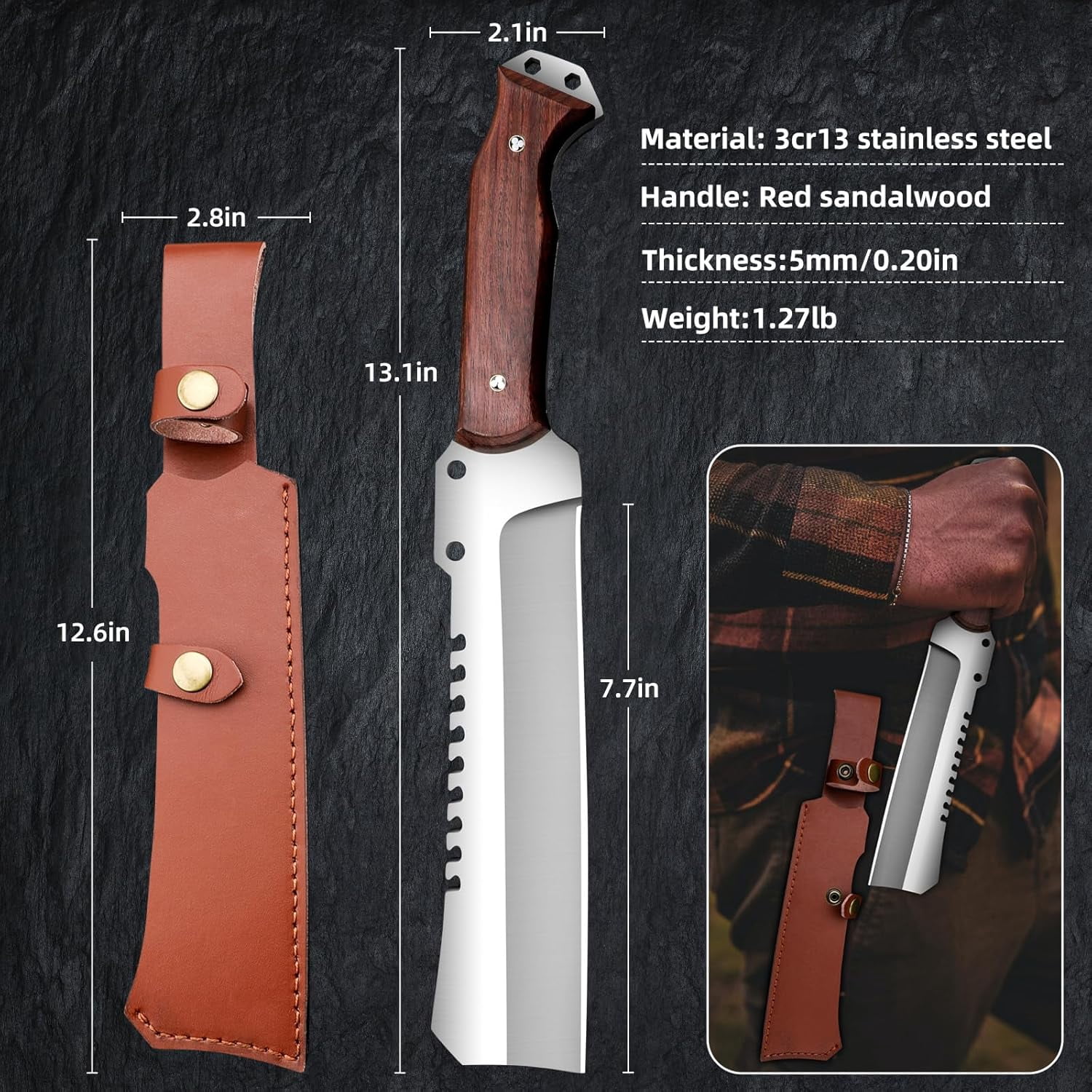 Heavy Duty Butcher Knife with Sheath - Ideal for Meat Cutting and ...