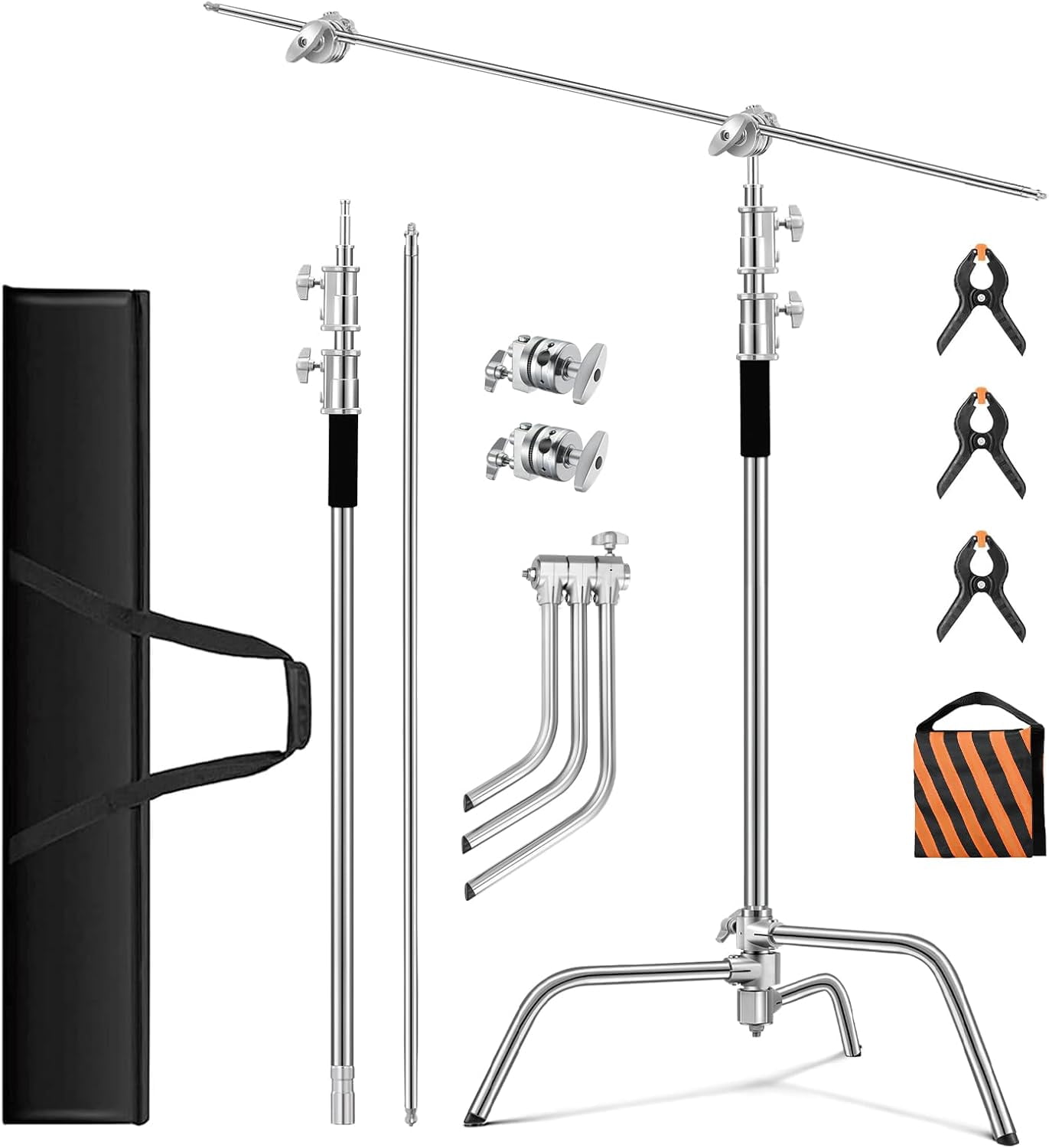 Heavy Duty C Stand 10.8ft/330cm with Holding Arm Carry Bag Sandbag 3 ...