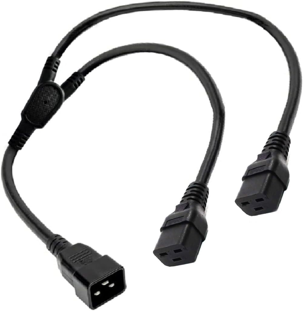 Heavy Duty C20 to 2*C19 Y Splitter Power Cable Splitter Cord, Server/PDU Power Cord,12AWG,C20 to ...