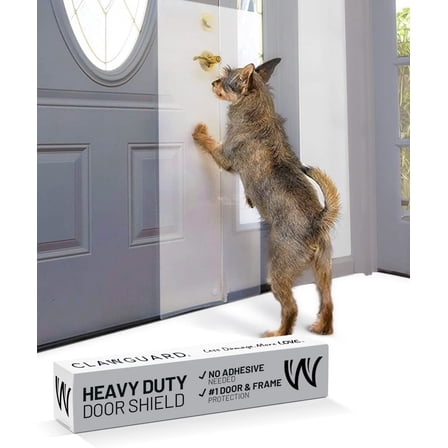 "Bandwagon Vinyl Door Protector for Dog Scratching, Clear Guard 33""x35 ...