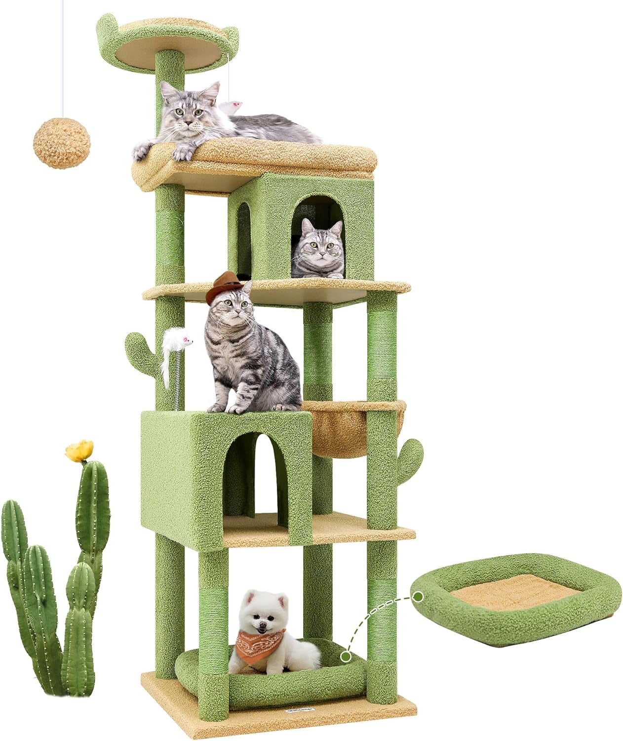 Heavy Duty Cactus Cat Tree for Large Cats, Sturdy 72in Maine Coon Cat ...