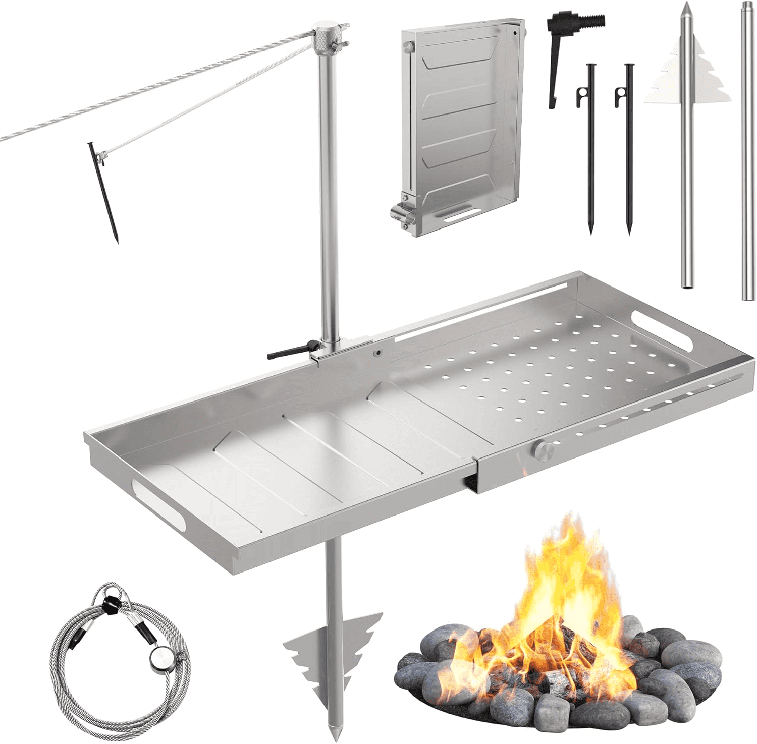 Heavy Duty Campfire Grill, Adjustable Camp Fire Grill For Compact ...