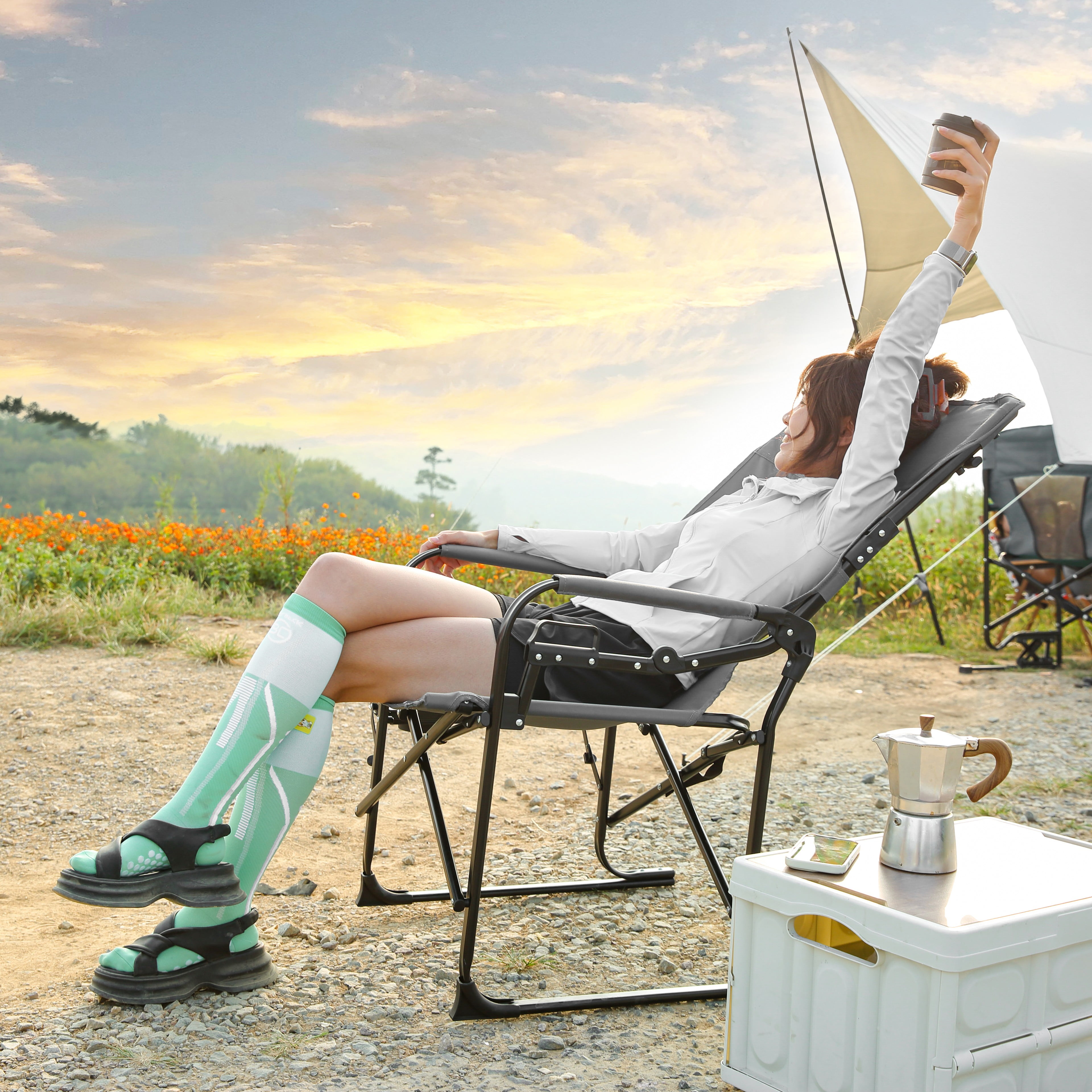 Heavy Duty Camping Director's Chair - Oversized Folding Chair with Side ...