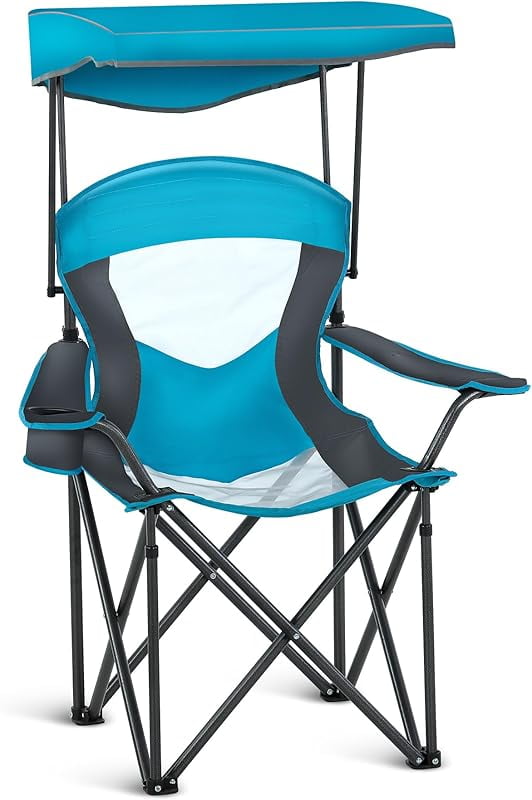 Heavy Duty Canopy Lounge Chair Sunshade Hiking Travel Chair with Cup ...