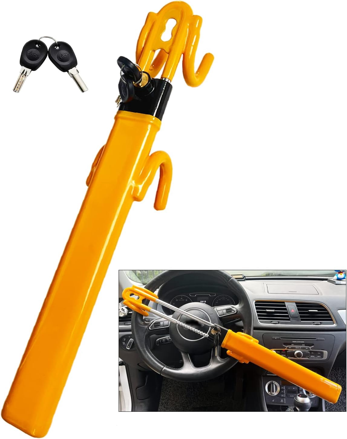Heavy Duty Car Steering Wheel Lock Anti-Theft Adjustable Anti-Cut ...