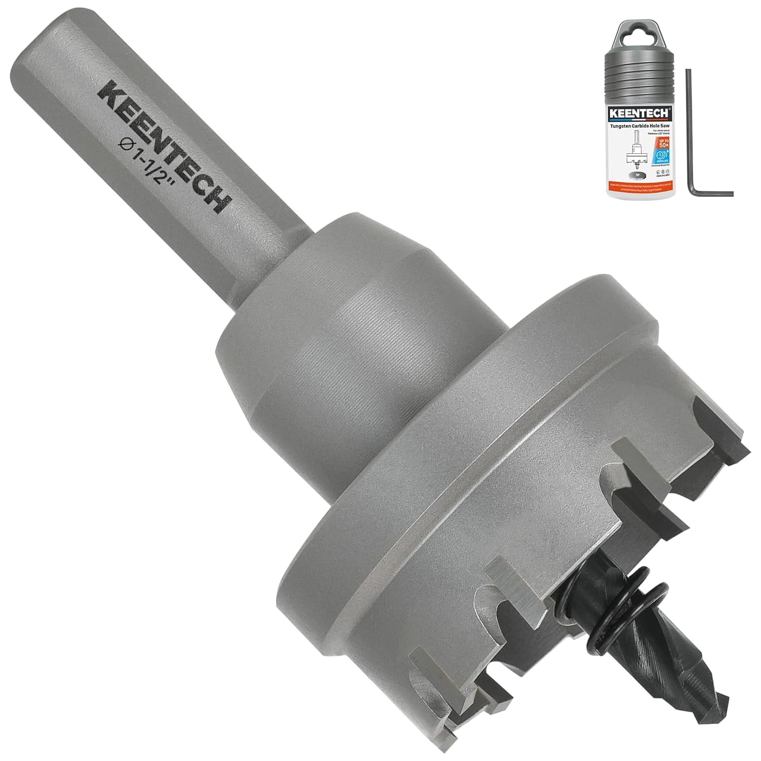 Heavy Duty Carbide Tipped Hole Saw for Hard Metal, 1-1/2 Inch Dia. TCT ...