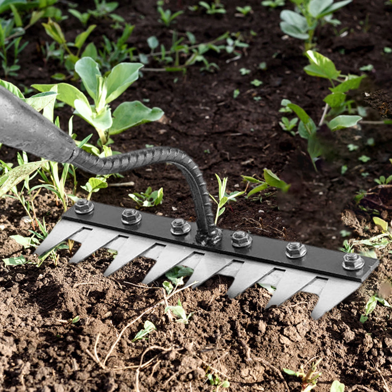 Heavy-Duty Carbon Steel Garden Rake - Versatile Weeding & Digging Tool ...