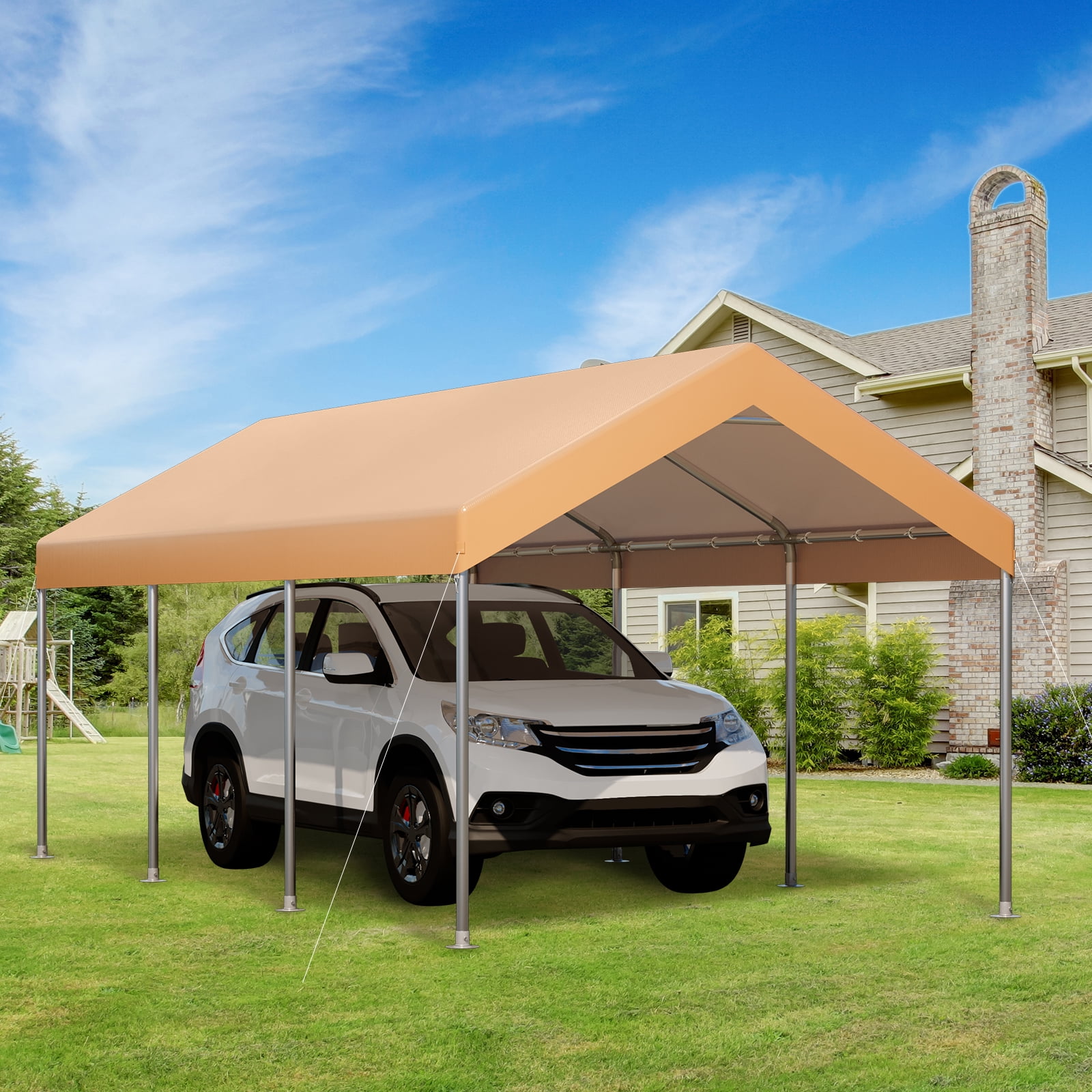 Heavy Duty Carport, Portable Garage Outdoor Car Canopy with Galvanized ...