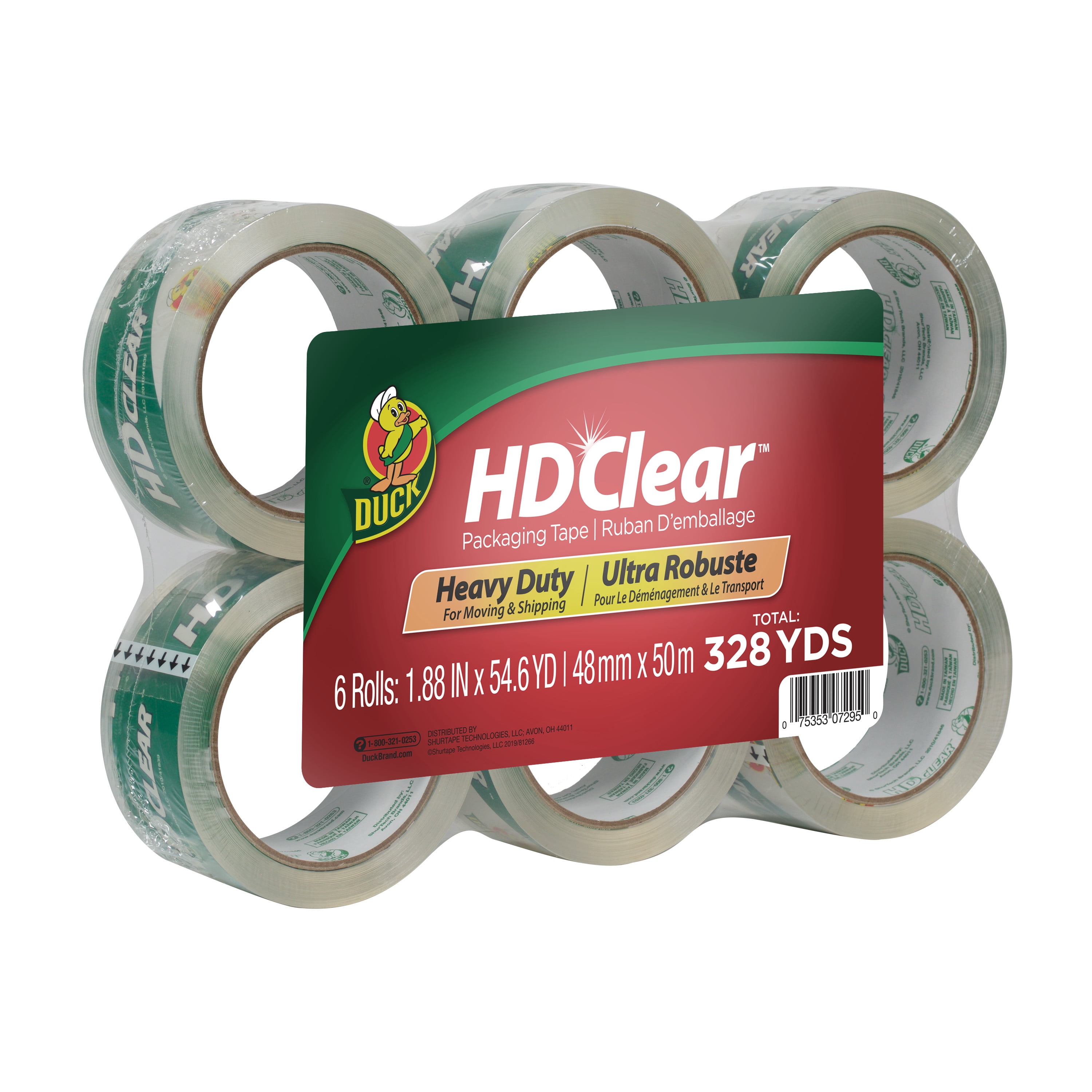 Heavy-Duty Carton Packaging Tape, 3" Core, 1.88" X 55 Yds, Clear, 6 ...