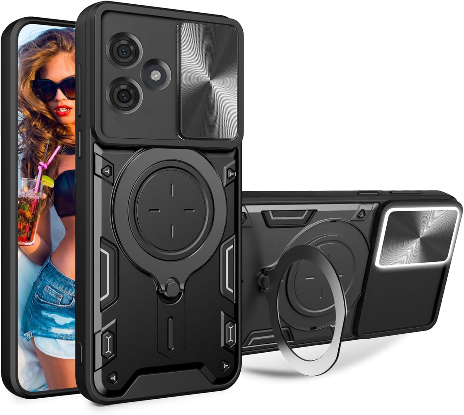 Heavy Duty Case for Motorola Moto G54 5G with Camera Cover, Built-in ...