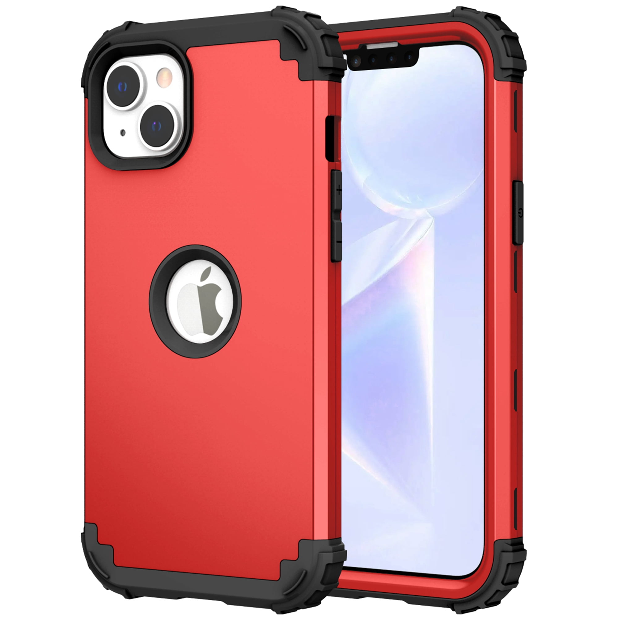Heavy Duty Case for iPhone 15 Plus, Rugged PC Back Hybrid Soft Silicone ...