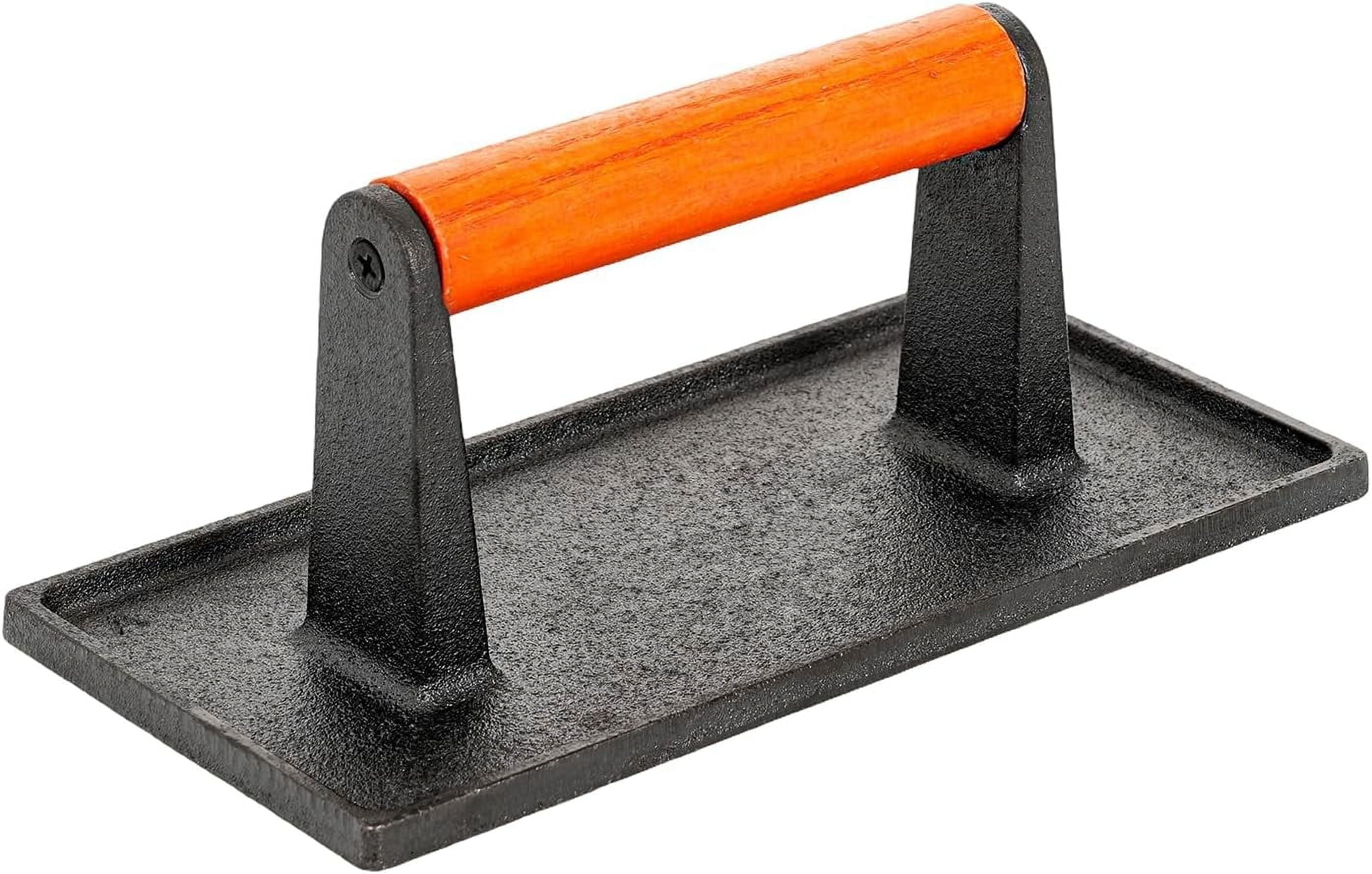 Heavy Duty Cast Iron Grill Press, 8.7" x 4.3" Rectangel Burger Press ...