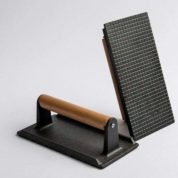 Heavy-Duty Cast Iron Meat Press Plate | Rectangular & Round | Non ...