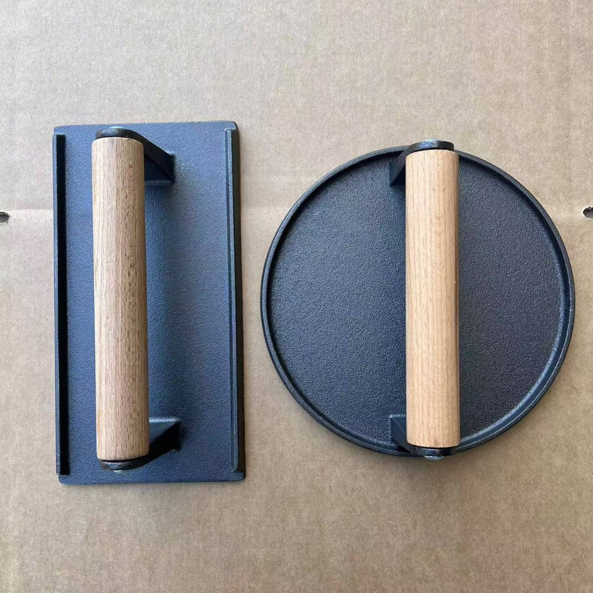 Heavy-Duty Cast Iron Meat Press Plate | Rectangular & Round | Non ...