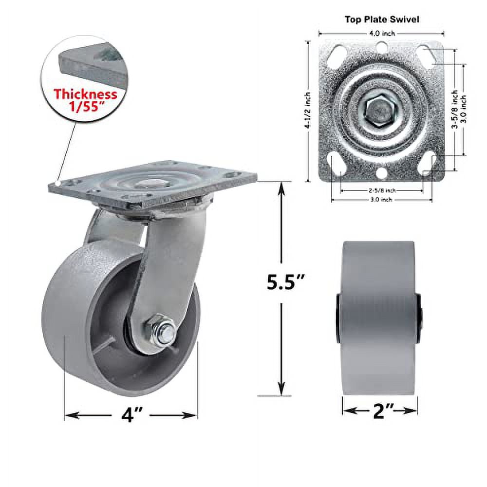 Heavy Duty Caster Steel Cast Iron Wheel, Tool Box and Workbench Caster ...