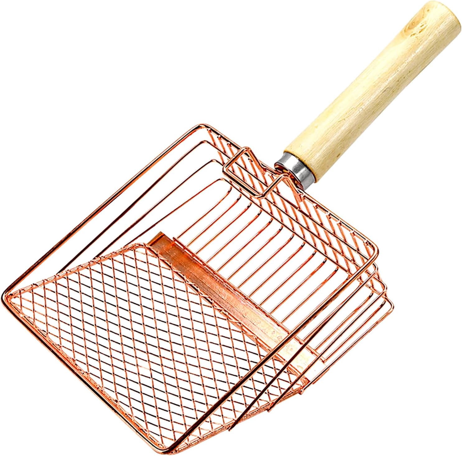 Heavy Duty Cat Litter Scoop with Wooden Handle, Gold Metal Big Size ...