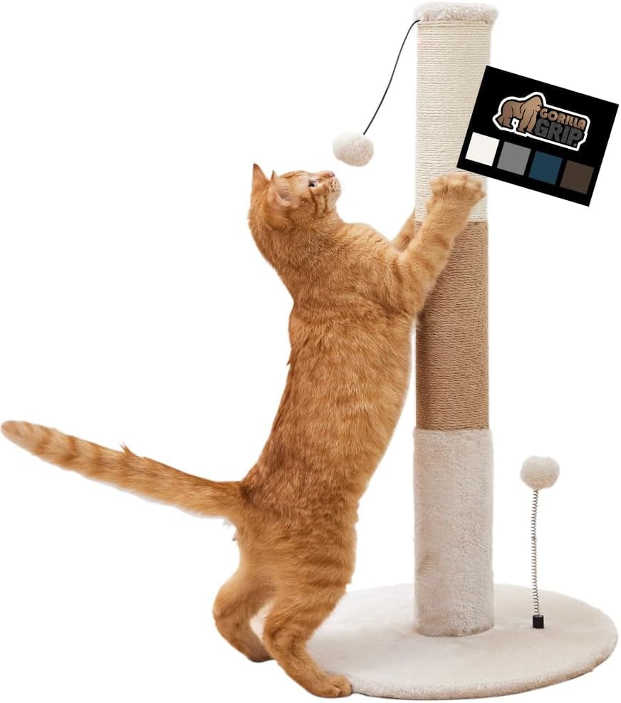 Heavy Duty Cat Scratching Post, All Natural Rope, Plush Carpet Secure ...