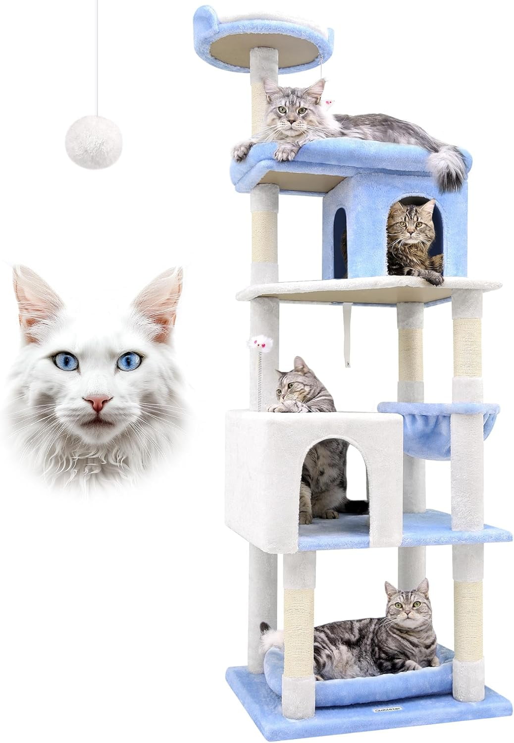 Heavy Duty Cat Trees for Large Cats, Sturdy 72in Maine Coon Cat Tree ...