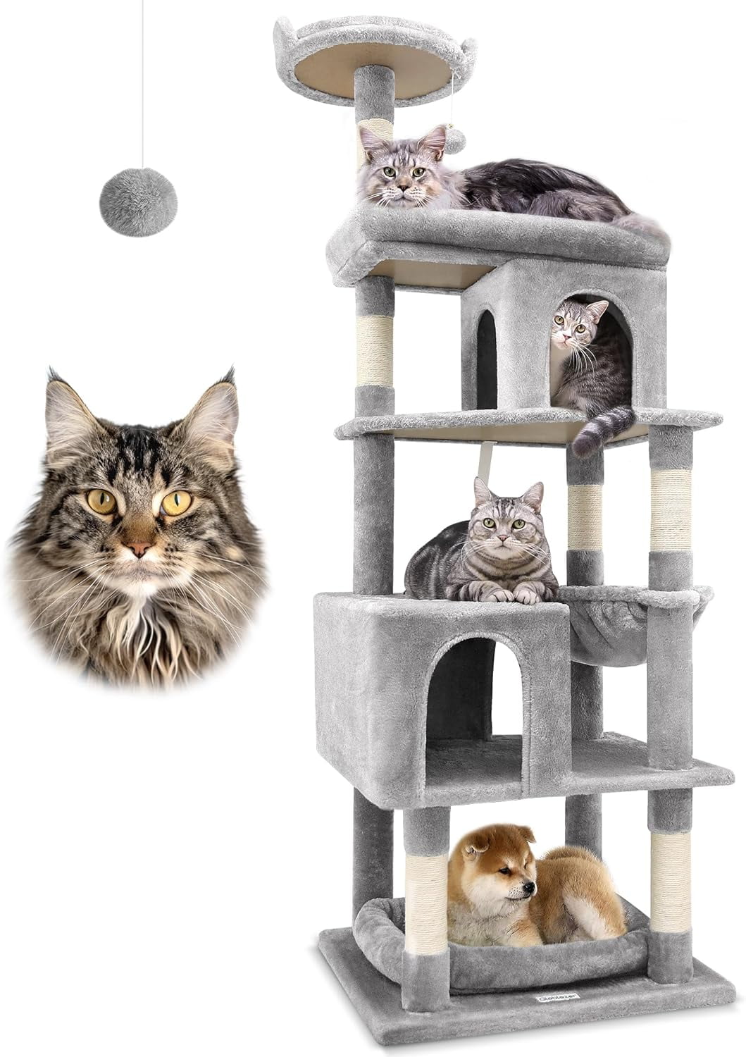 Heavy Duty Cat Trees for Large Cats, Sturdy 72in Maine Coon Cat Tree ...