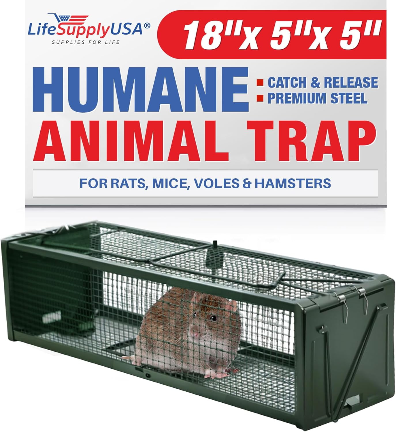 LifeSupplyUSA Small Live Animal Cage Trap, Easy Set & Reusable, for ...