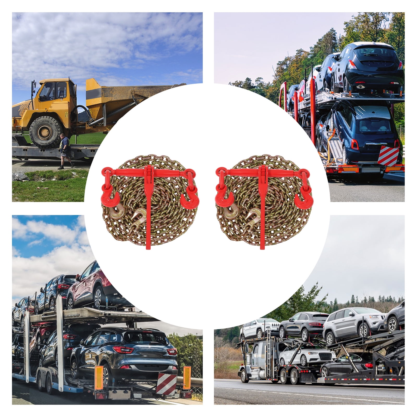 Heavy Duty Chain and Load Binder Kit, 3000lbs Pulling Force, 20ft Long ...