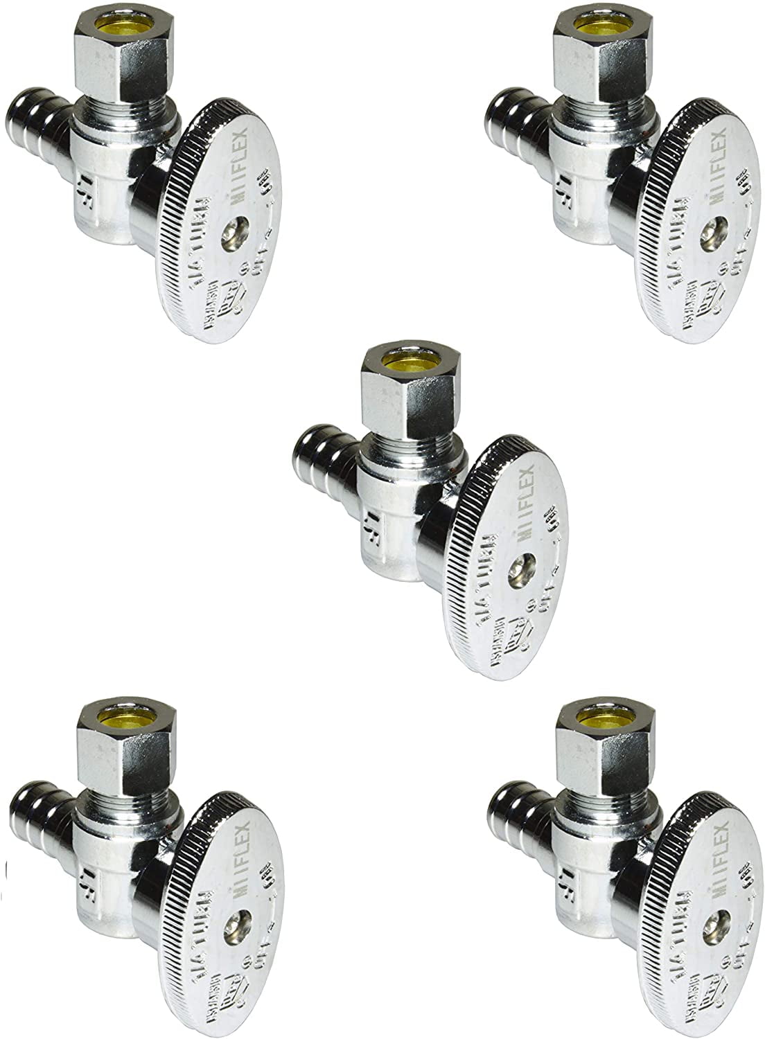 Heavy Duty Chrome Plated Brass 1/4 Turn Angle Valve 1/2" PEX B In x 3/8 ...