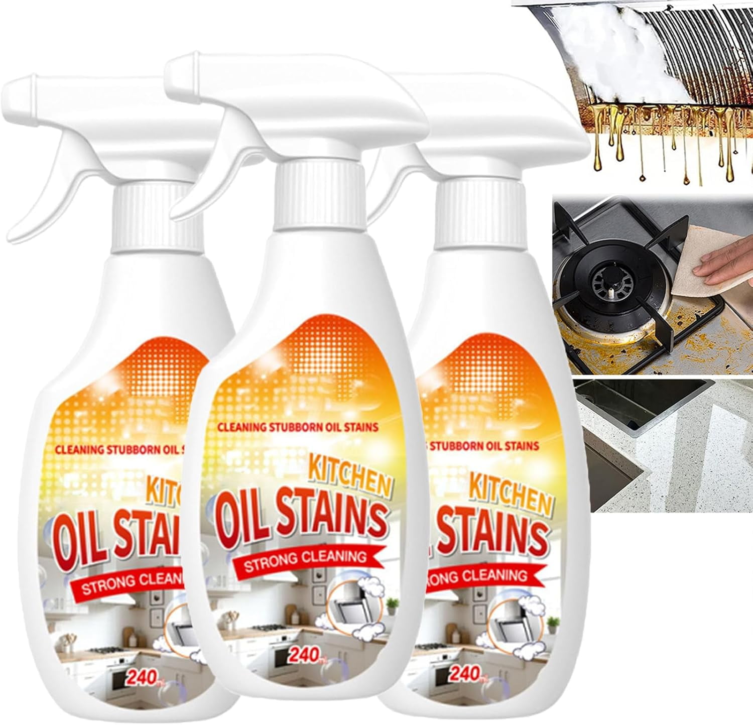 Heavy-Duty Clean Kitchen Oil Stains Spray, Multi-Purpose Formula for ...