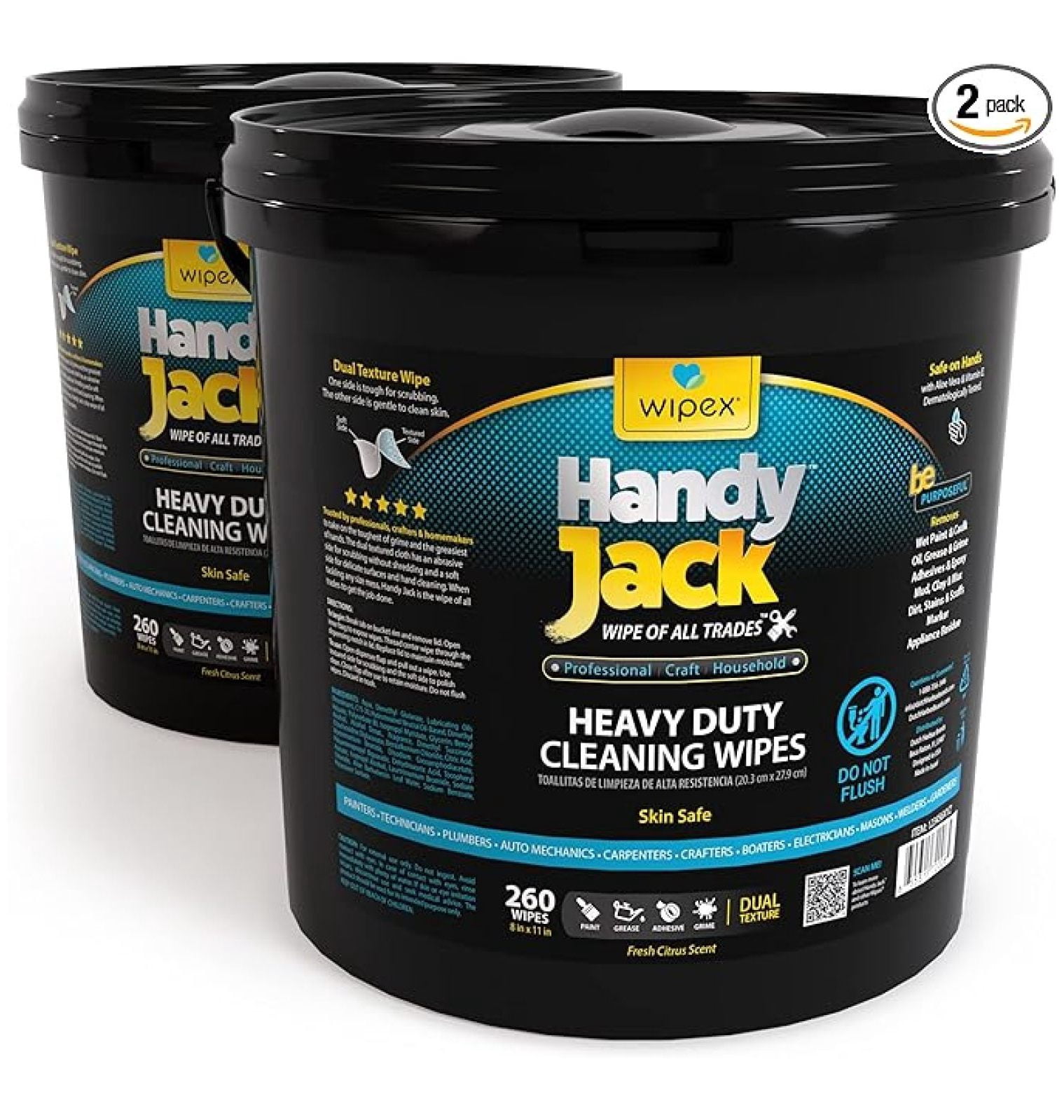 Heavy Duty Cleaning Wipes - Handy Jack Dual Texture Cloths for Hands ...