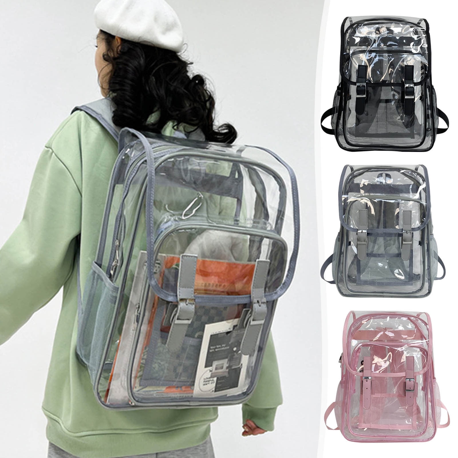 Heavy Duty Clear Backpack with Large Laptop Compartment, 18x14x6 ...