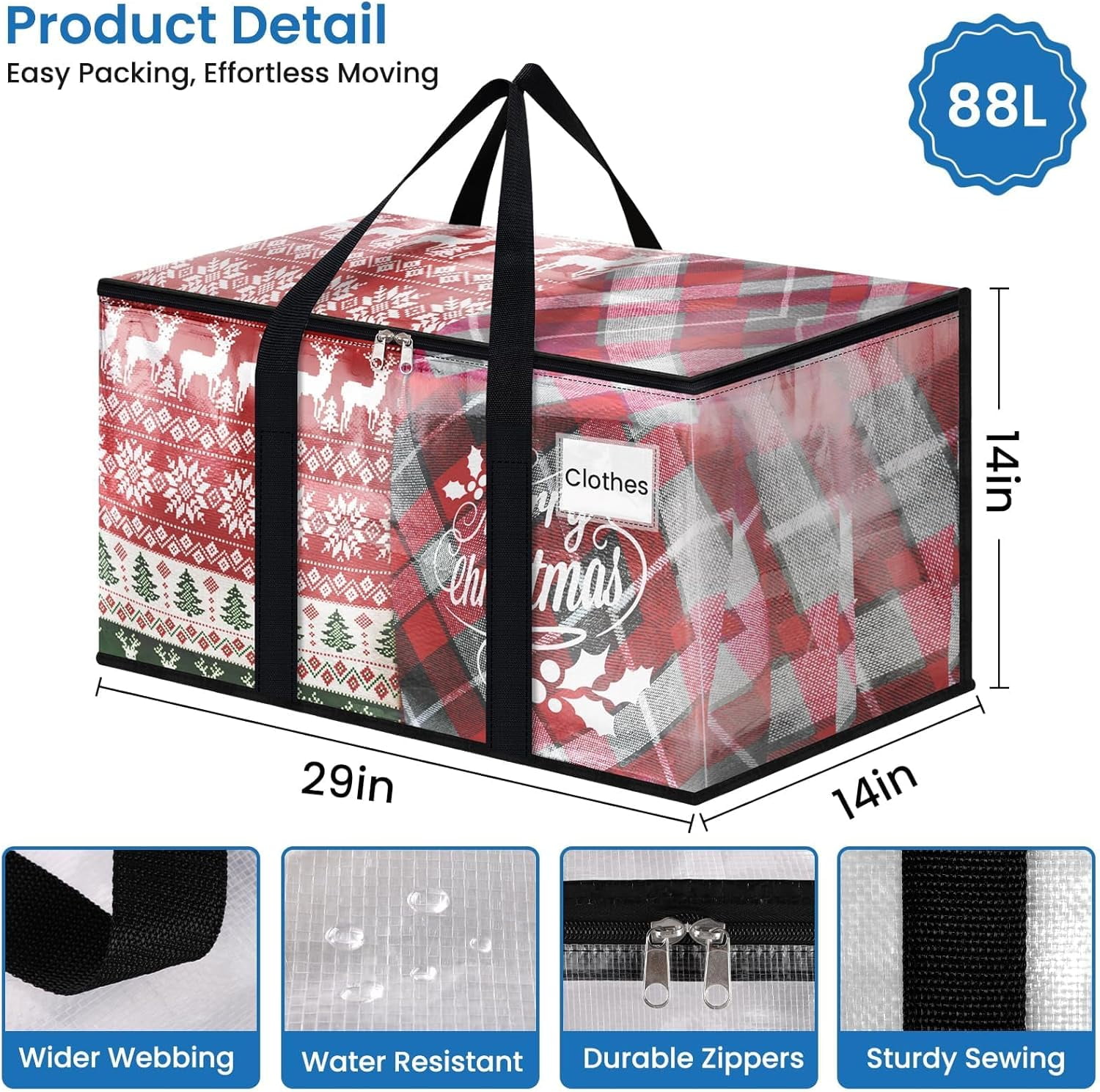 Heavy Duty Clear Moving Bags with Reinforced Handle and Double Zipper ...
