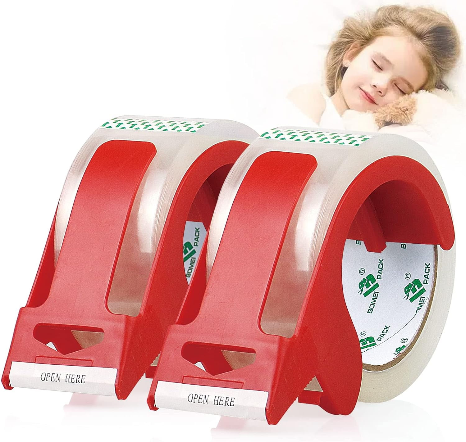 Heavy Duty Clear Packing Tape,2 Rolls with refillable Dispenser ...