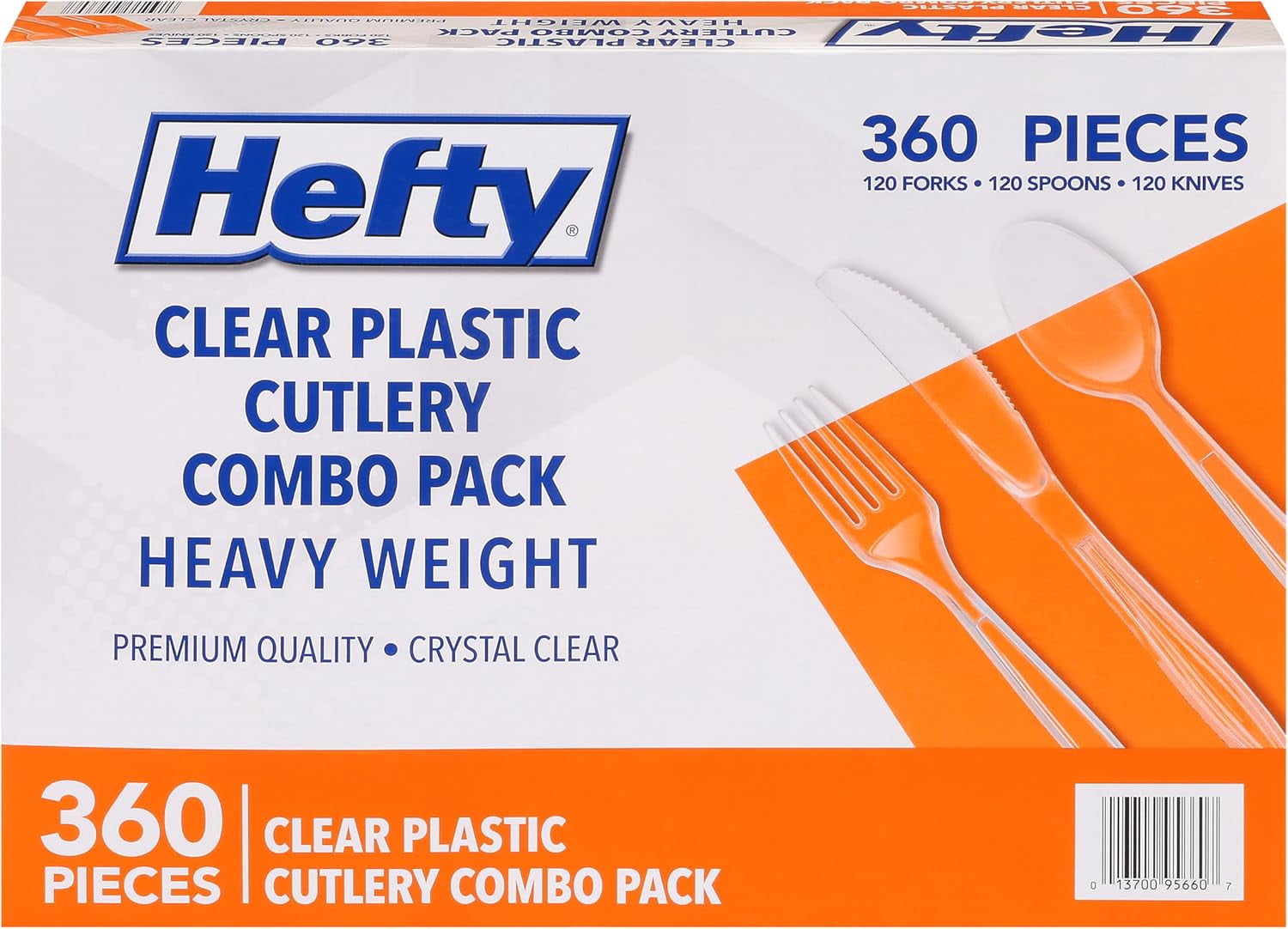 Heavy Duty Clear Plastic Assorted Cutlery, 360 Total Count, Includes ...