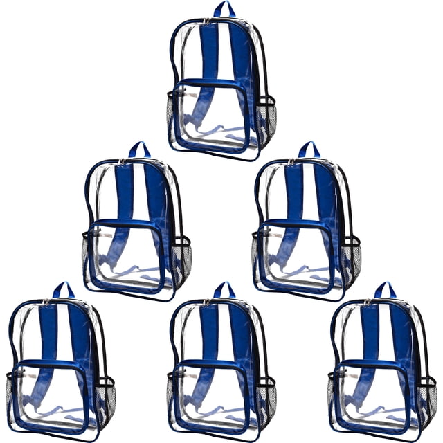 Heavy Duty Clear Plastic Backpacks Set of 6, Bulk Pack - PVC, Water ...