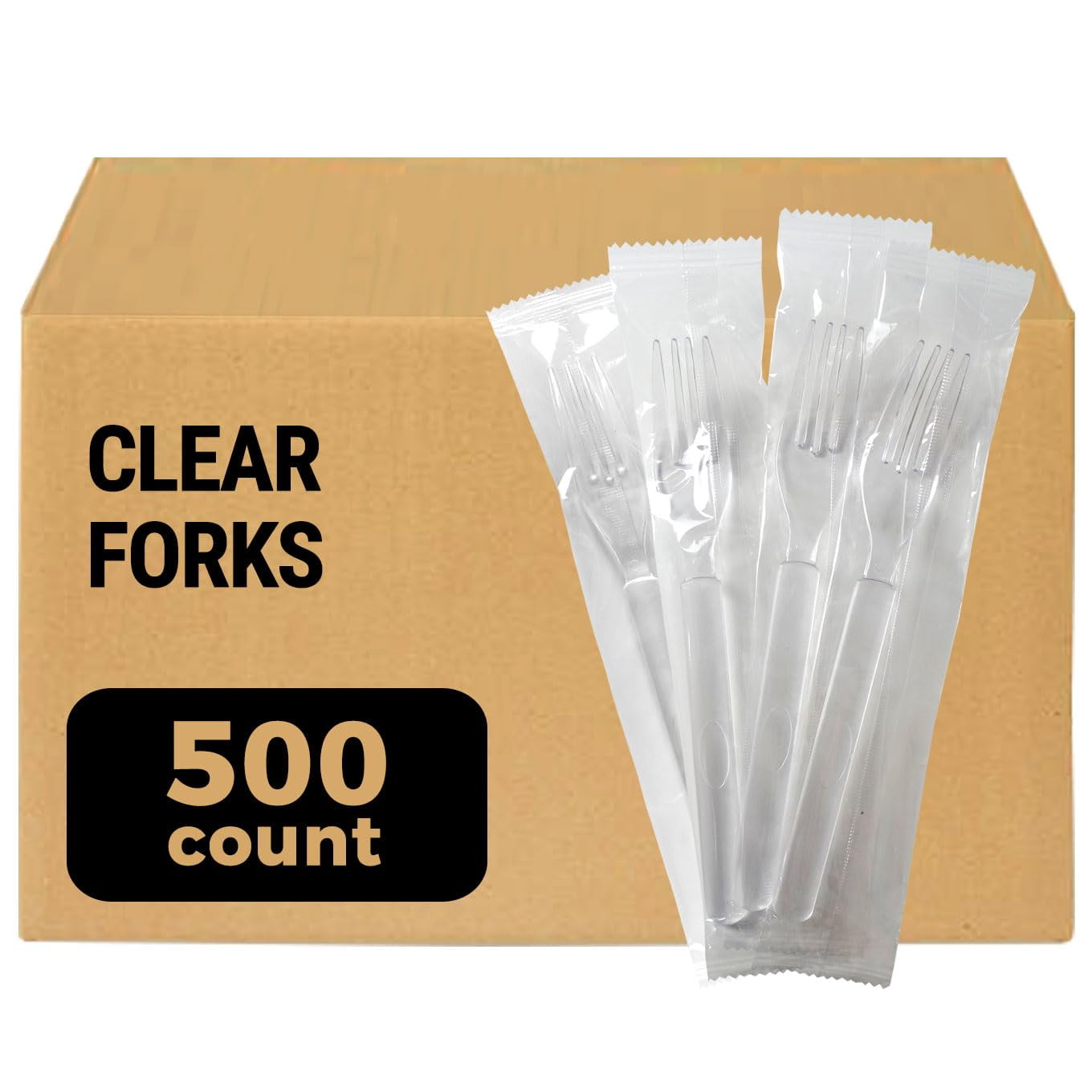 Heavy Duty Clear Plastic Forks 500 Count Individually Wrapped, 3X Thick ...