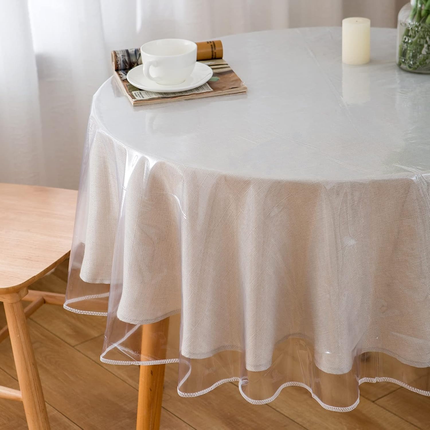 Heavy Duty Clear Plastic Tablecloth Protector – 100% Waterproof, Oil ...