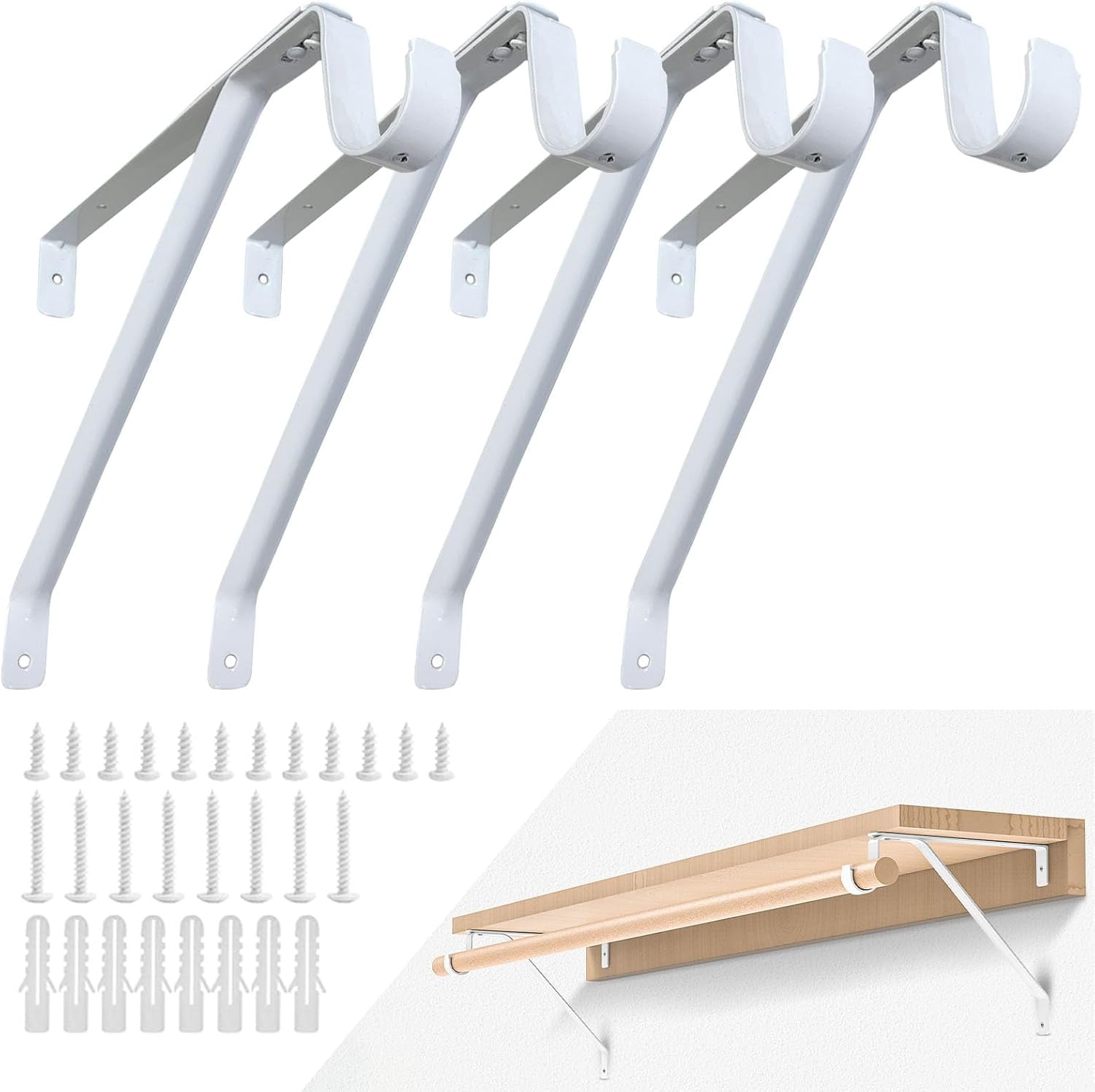 Heavy Duty Closet Rod Bracket, Adjustable Shelf & Rod Brackets for 3/4 ...