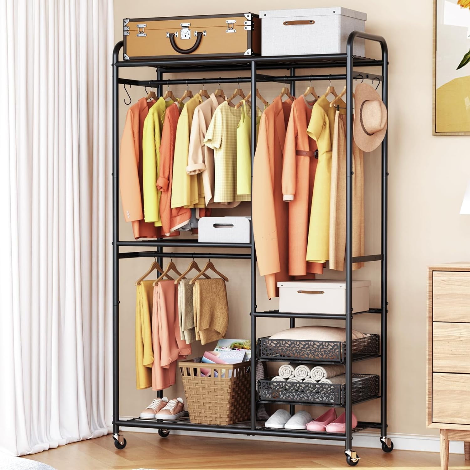 Heavy Duty Clothes Garment Rack with Removable Drawers, Adjustable Free ...